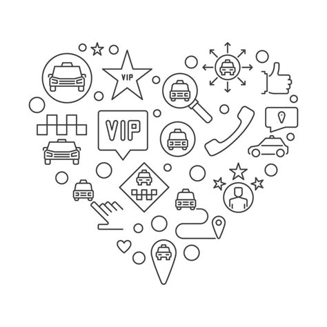 Vip Taxi Heart Vector Concept Linear Illustration 13271051 Vector Art