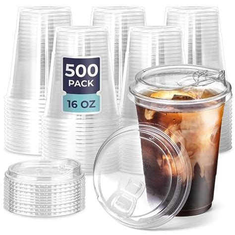 Fit Meal Prep 16 Oz Clear Disposable Plastic Cups With Strawless Lids