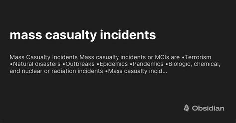 Mass Casualty Incidents Obsidian Publish