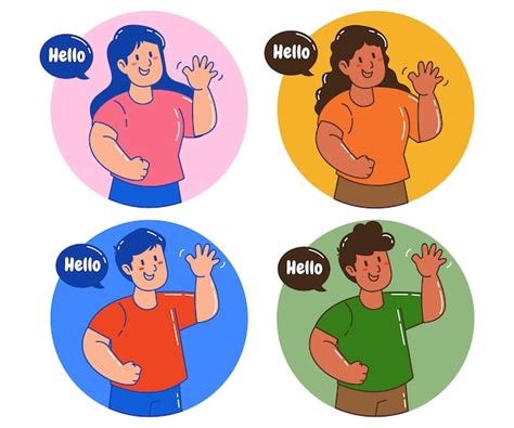 Welcome People Say Hello Concept For Landing Page Premium Vector