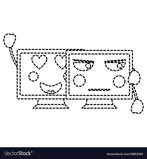 Pc Monitor Hardware Pair Kawaii Cartoon Royalty Free Vector