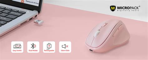 Micropack Wireless Bluetooth Mouse Ergonomic Vertical For Laptop Macbook Pc Tablet