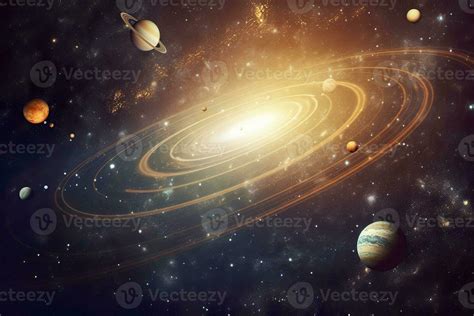 Ai Generated Our 3d Solar System With Planets In Orbits Path Ai