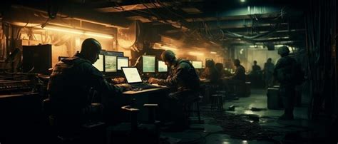 Premium Photo Military Men Working On Computer Systems While Hiding In Secret Base Of Intelligence