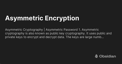 Asymmetric Encryption Obsidian Publish