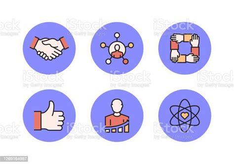 核心值相關平面線圖示 輪廓向量符號插圖向量圖形及更多企業圖片 企業 信任 創新 Istock