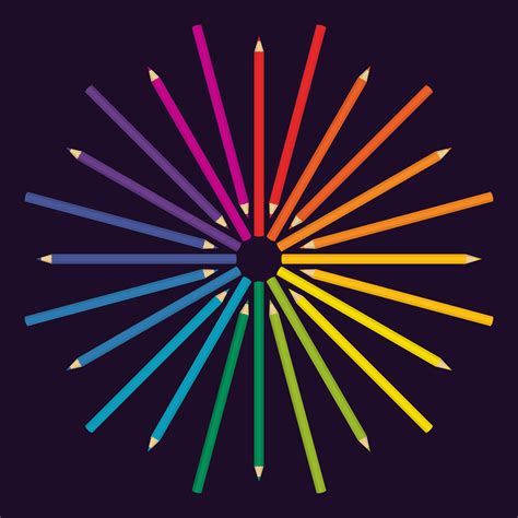 Abstract Color Wheel Creative Colour Pencils Vector Art At