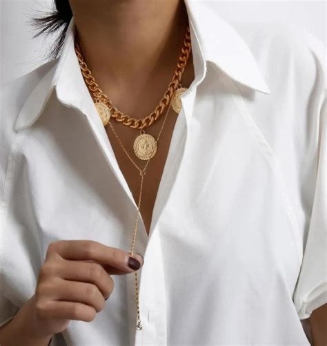 Vintage Coin Chunky Pendant Necklace Choker Necklace For Women Colar