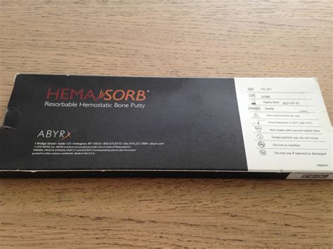 New Abyrx Inc Os 201 Hemasorb Resorbable Hemostatic Bone Putty X Disposables General For
