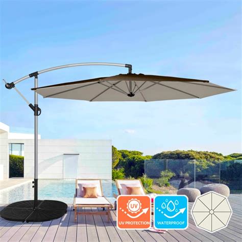 Sombrilla Parasol De Jardín 3 Metros Mástil Excentrico Aluminio