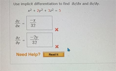 Solved Use implicit differentiation to find dz x and Əz ay Chegg