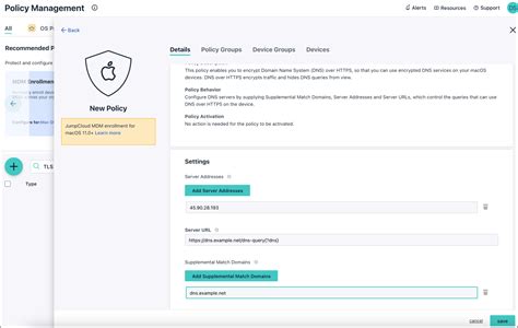 create a mac or ios encrypted dns policy jumpcloud
