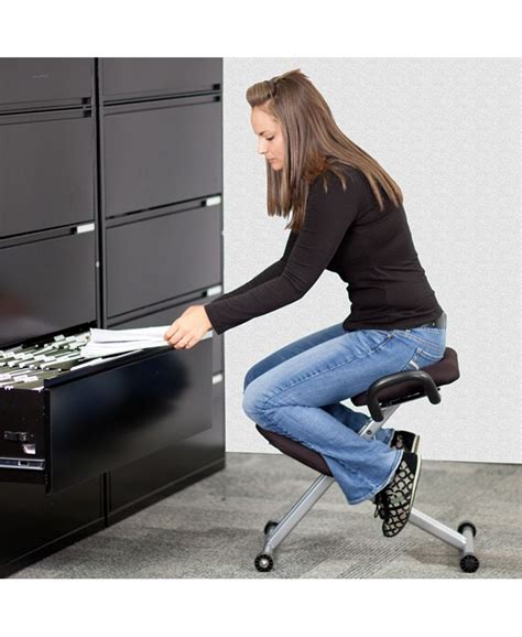 Flash Furniture Ergonomic Kneeling Chair With Handles In Black Fabric
