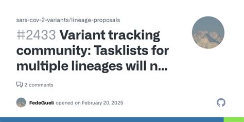Variant Tracking Community Tasklists For Multiple Lineages Will No More Available Soon