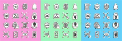 Set Line Mobile With Fingerprint Scan Monitor Fingerprint Lock Laptop Face Recognition