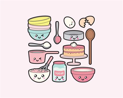 Premium Vektor Clipart Kawaii Backen Clipart Kawaii Backen Etsy
