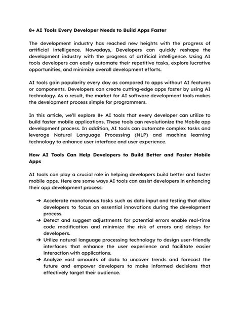 8 Ai Tools Every Developer Needs To Build Apps Faster Pdf