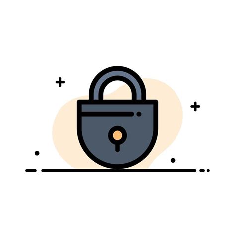 Internet Lock Locked Security Business Flat Line Filled Icon Vector