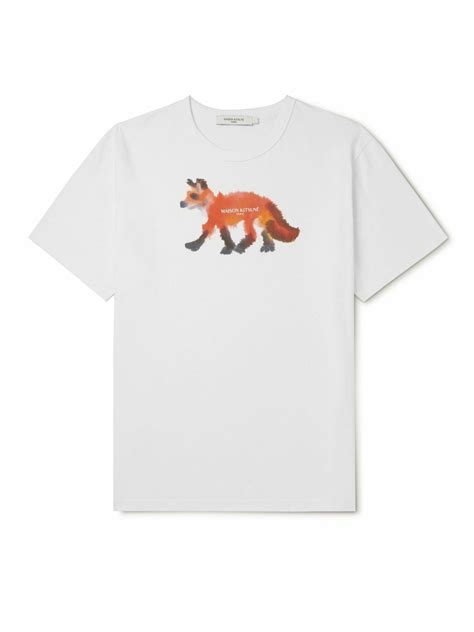 Maison Kitsuné Logo Print Cotton Jersey T Shirt White Maison Kitsune