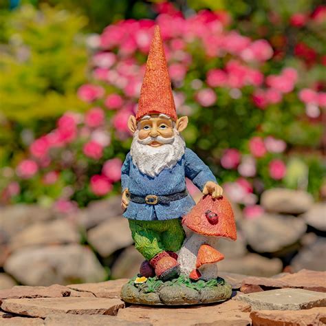 16 Tall Spring Gnome Garden Statue With Mushrooms