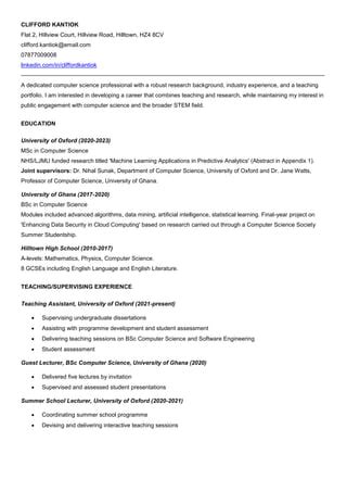 Academic CV Fully Editable Template Docx Free Download