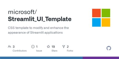 Github Microsoft Streamlit Ui Template Css Template To Modify And Enhance The Appearance Of