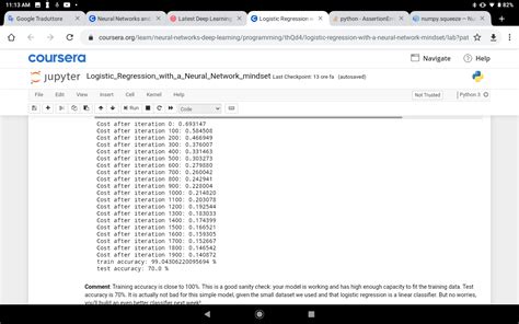 week 2 assignent 1 exercise 8 neural networks and deep learning