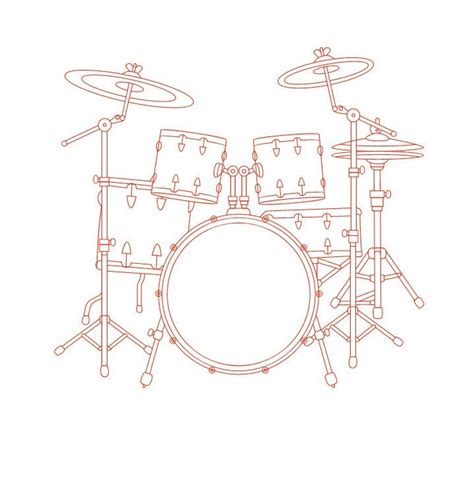 Drum Kit Vector Line Drawing Illustration Ai Cdr Dxf Eps Pdf Vector Files For Laser