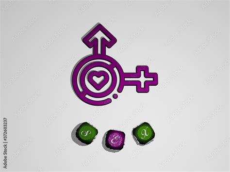 Sex Text Around The 3d Icon 3d Illustration For Background And Concept Stock Illustration