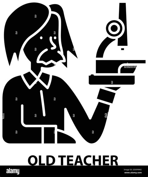 Old Teacher Icon Black Vector Sign With Editable Strokes Concept