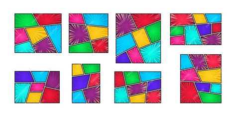 Premium Vector Comic Book Page Template Of Colorful Frames Divided By