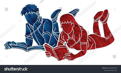 Man Woman Reading Books Together Cartoon Stock Vector Royalty Free