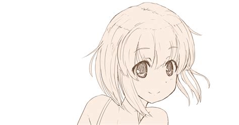 線画 002水着ふりむきラフ 南 賢のイラスト Pixiv
