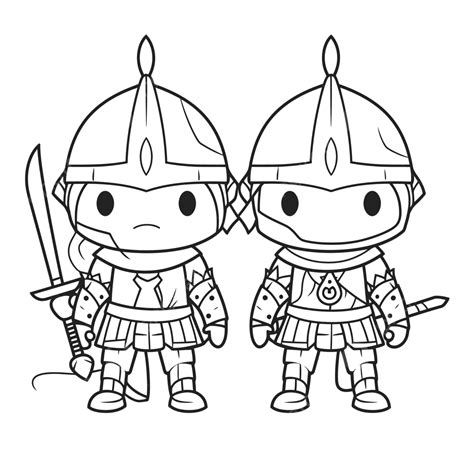兩個騎士著色頁輪廓素描 向量 戰士繪圖 勇士大綱 戰士素描向量圖案素材免費下載PNGEPS和AI素材下載 Pngtree