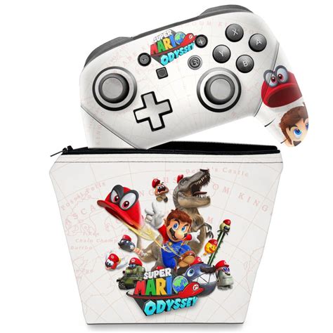 Capa Case E Skin Adesivo Nintendo Switch Pro Controle Super Mario