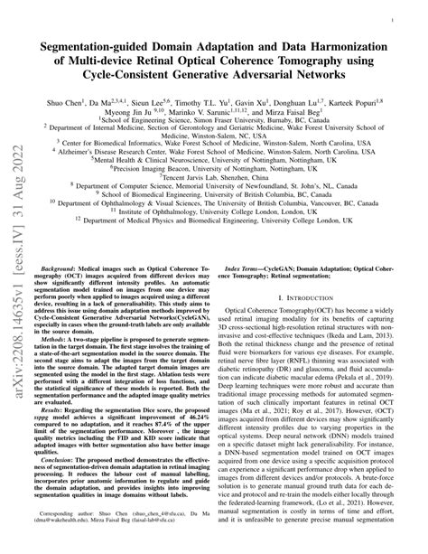 PDF Segmentation Guided Domain Adaptation And Data Harmonization Of Multi Device Retinal