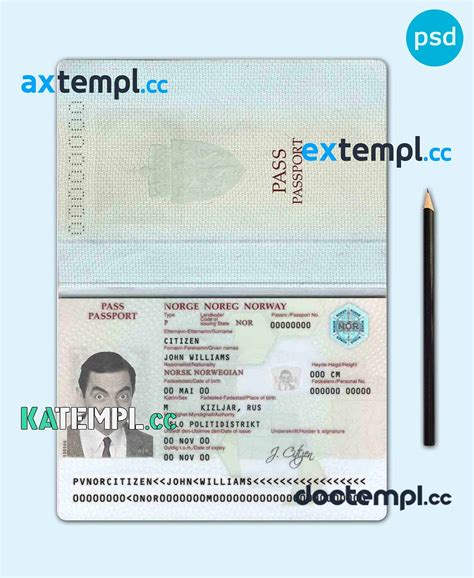 Sample Norway Passport Template In Psd Format Fully Editable Download