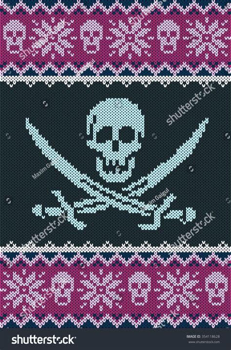 Horizontal Seamless Knitted Pattern Pirate Flag Stock Vector Royalty