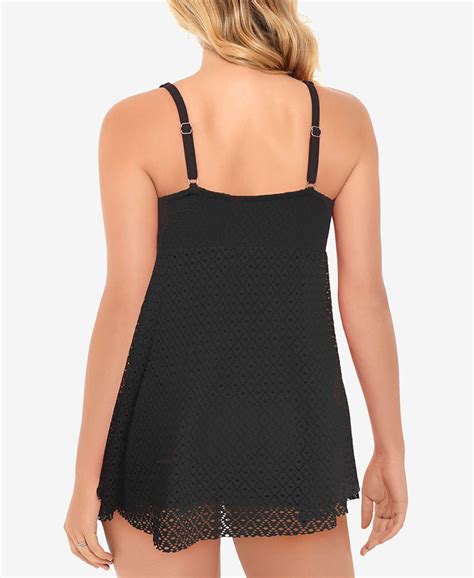 Swim Solutions Crochet Bow Front Tummy Control Swimdress Created For