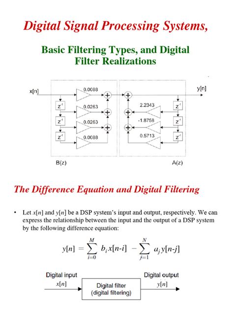 Part6 Digital Signal Processing Systems Basic Filtering Types