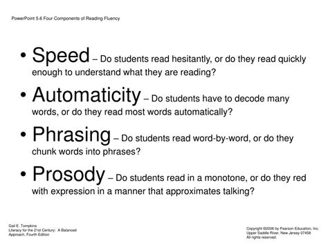 Ppt Powerpoint 5 6 Four Components Of Reading Fluency Powerpoint
