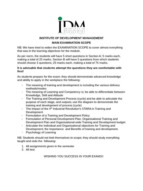 Trd101 Training And Development Final Exam Scope Pdf