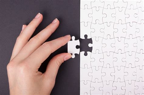 미싱 지그소 낱말퍼즐 없습니다 비즈니스 컨셉입니다 Compliting 최종 작업 개념에 대한 스톡 사진 및 기타 이미지 개념