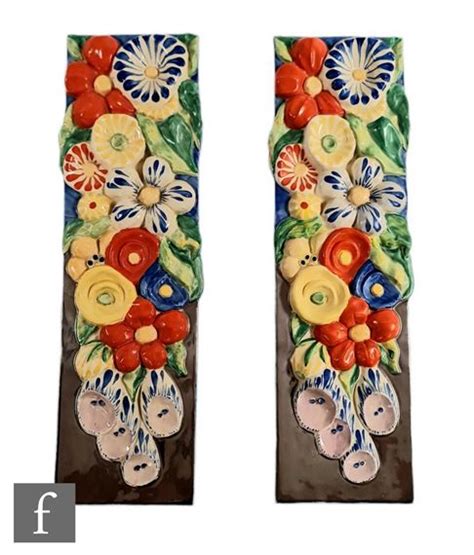 Clarice Cliff Clarice Cliff Floral Bouquet A Pair Of Wall Plaques