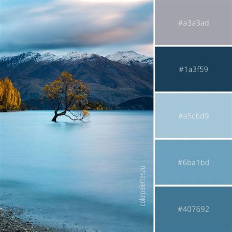 Цветовая палитра в оттенках синего Палитра Цветовая палитра Пейзажи