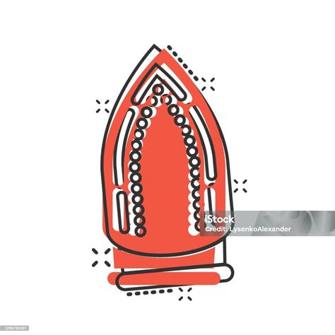 漫畫風格的鐵圖示洗衣設備卡通向量圖在白色隔離背景熨燙飛濺效應業務理念向量圖形及更多剪裁圖圖片 剪裁圖 卡通 器材 Istock