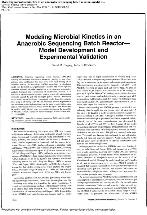 Pdf Modeling Microbial Kinetics In An Anaerobic Sequencing Batch