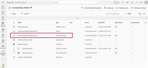 Fabric Data Pipeline Notebook Executing Power Bi Semantic Model Refresh With Incremental