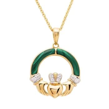 Gold Vermeil Malachite Claddagh Necklace Celtic On Main