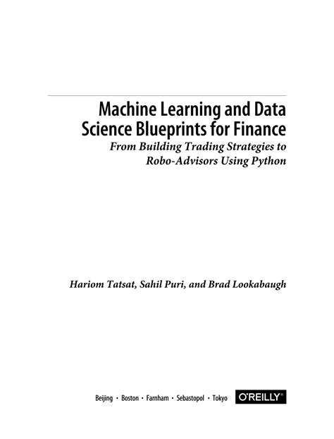 Solution Machine Learning And Data Science Blueprints For Finance From